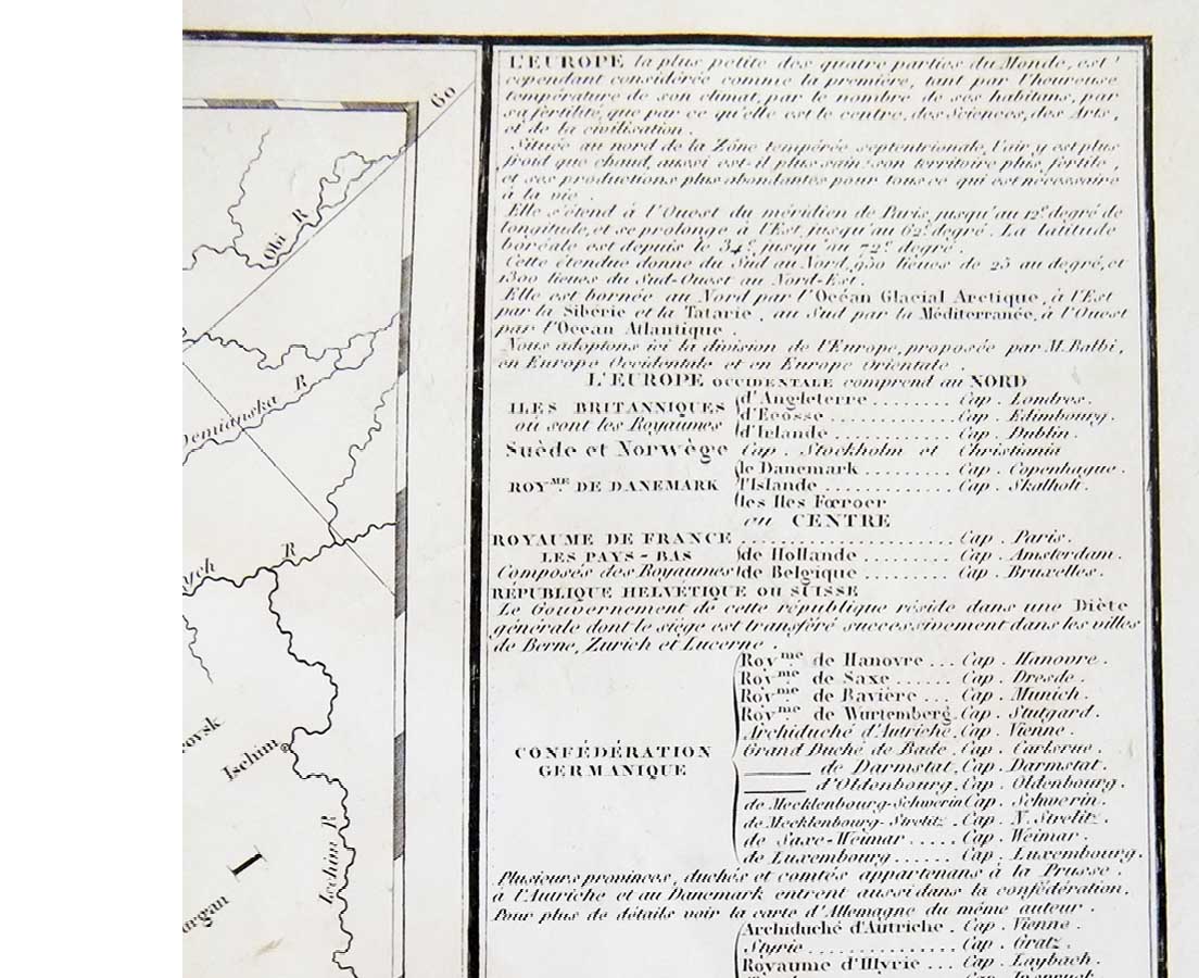 Antique Map European Continent–Copper Engraving- Delamarche 1838