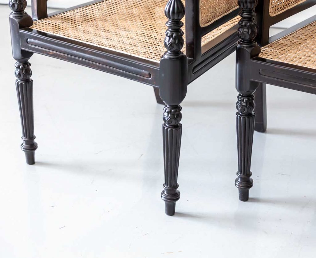 Pair of British Colonial Ebony Enclosed Armchairs - The Past Perfect ...