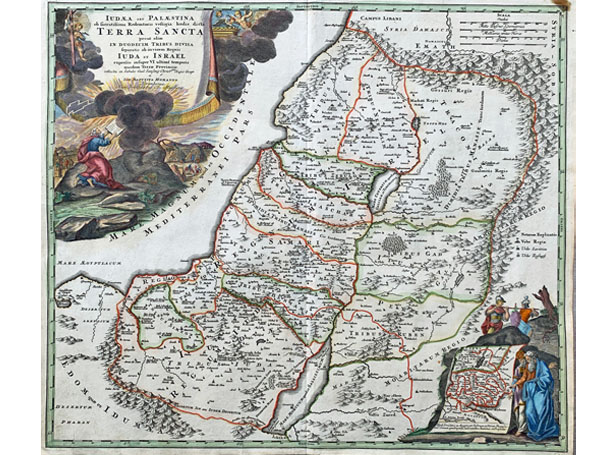 Antique Map Holy Land JB Homann 1707 - The Past Perfect Collection