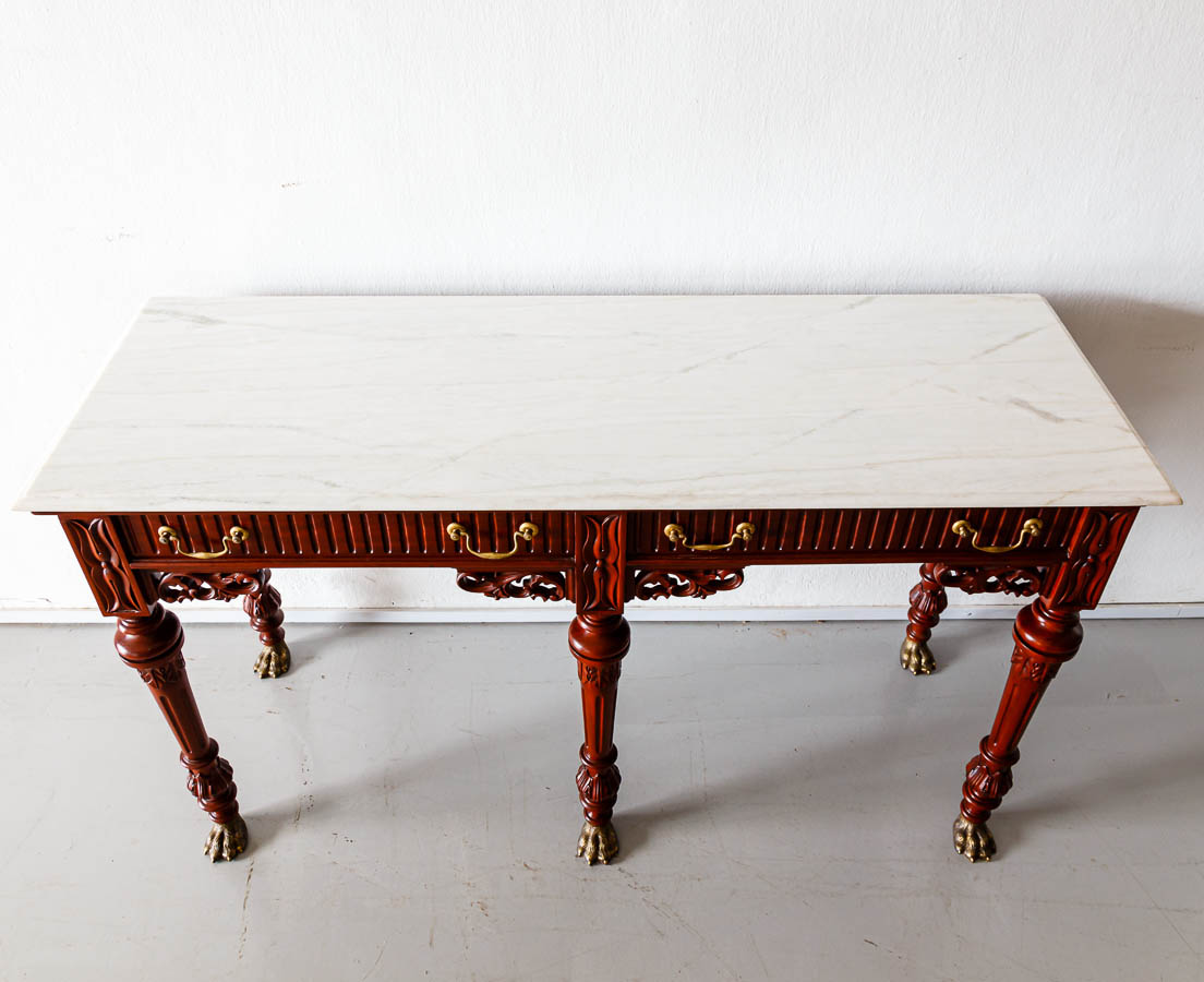 Antique British Colonial Console Table with Marble Top - The Past ...