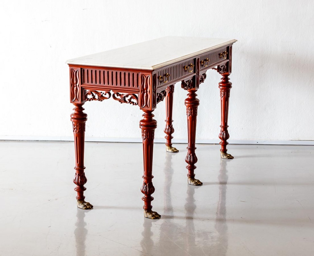 Antique British Colonial Console Table with Marble Top - The Past ...