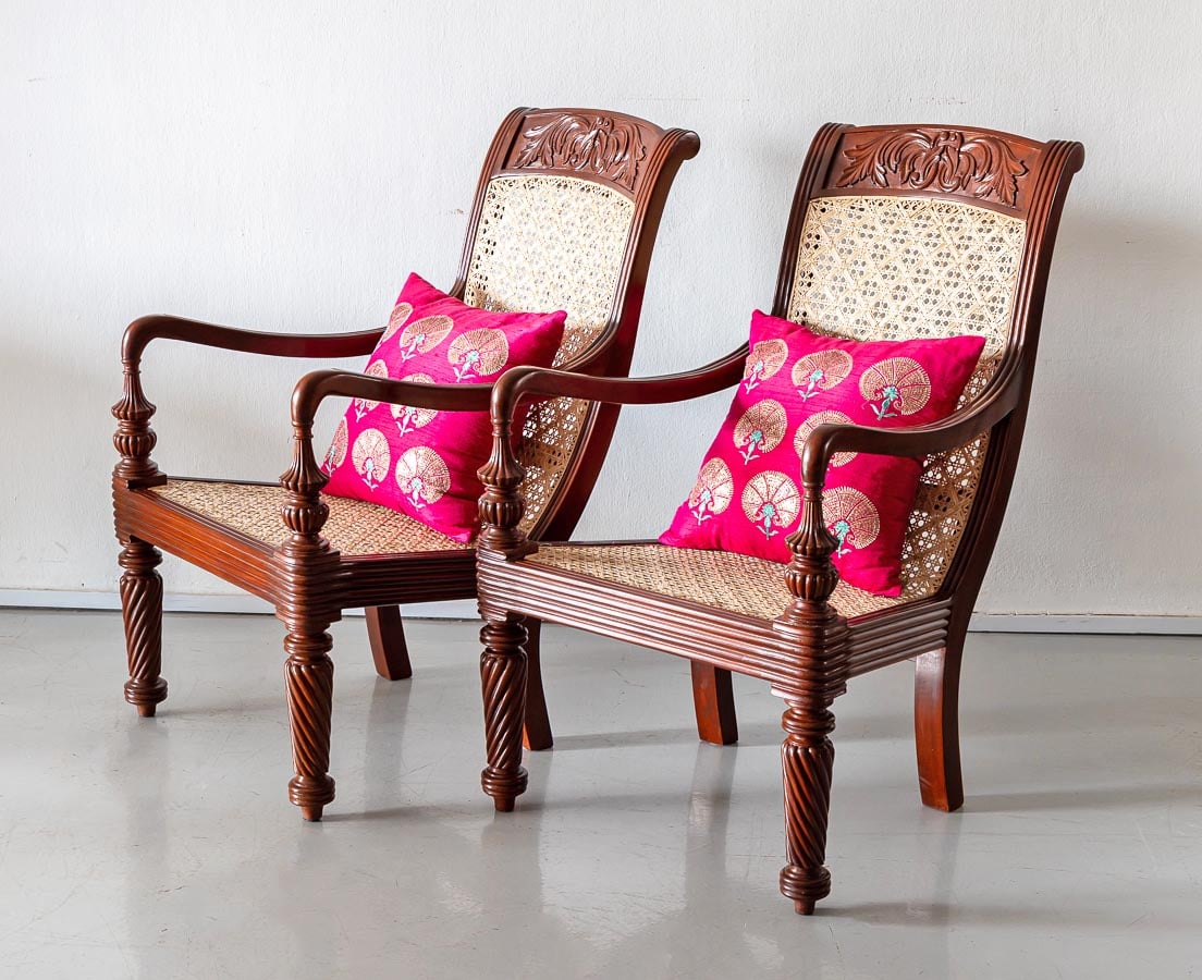 Antique British Colonial Library Chairs - The Past Perfect Collection