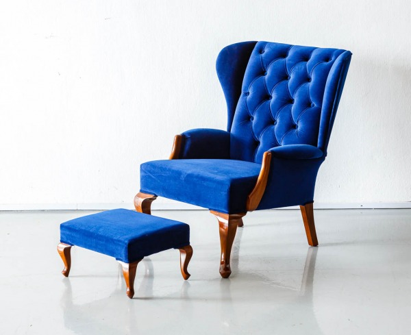 British Colonial Teakwood Wing Chair with Footstool - The Past Perfect ...