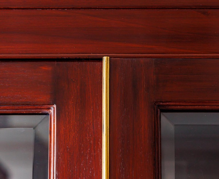 British Colonial Mahogany Glass Front Cabinet on Stand - The Past ...