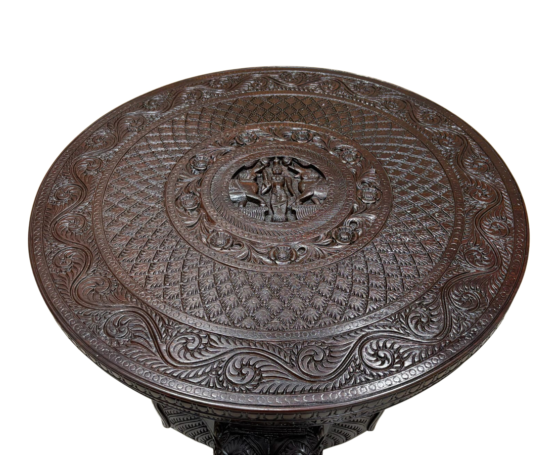 British Colonial Carved Elephant Head Legs Table - The Past Perfect ...